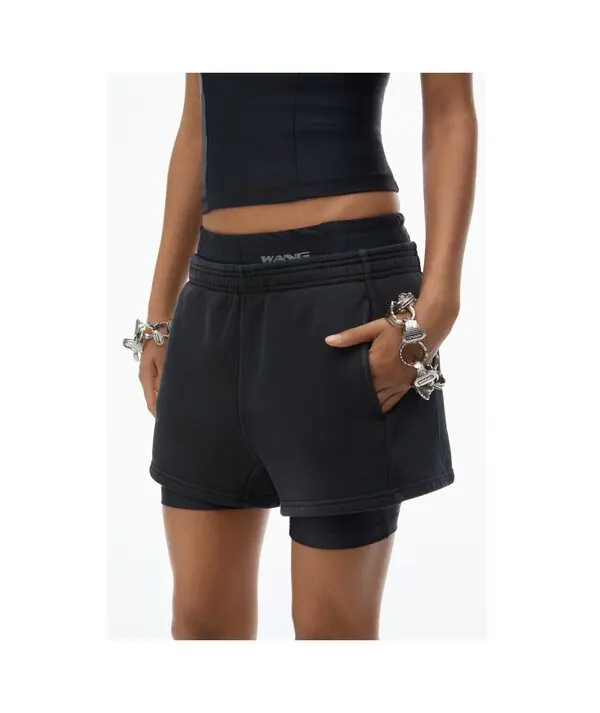 Alexander Wang Layered Elasticated-waist Shorts - Faded Black