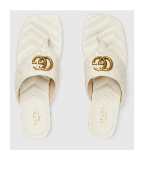 Gucci Double G Thong Sandals - White