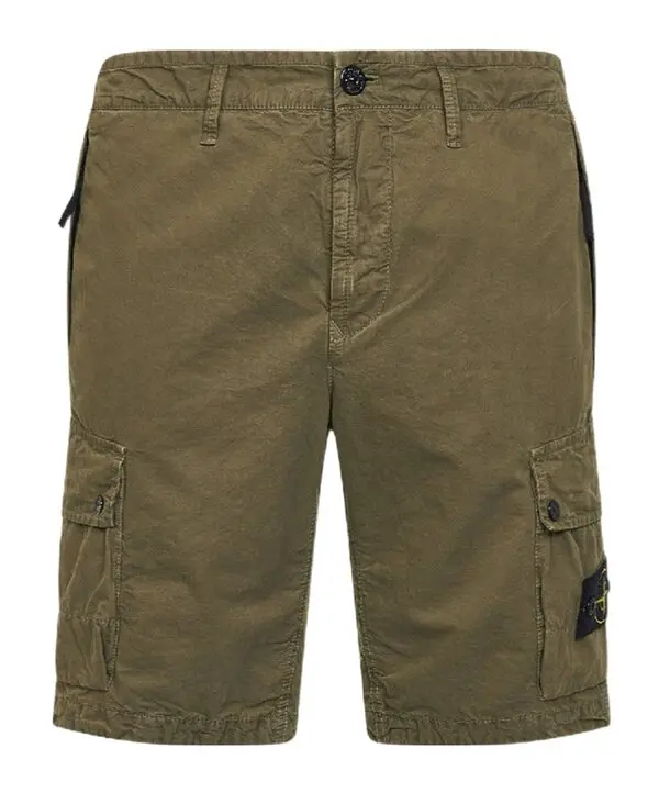 Stone Island Compass Patch Cargo Shorts - Green