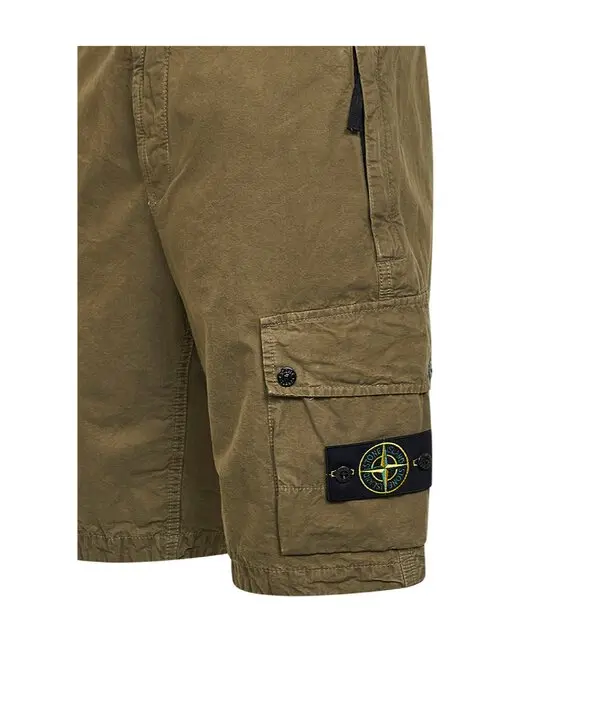 Stone Island Compass Patch Cargo Shorts - Green