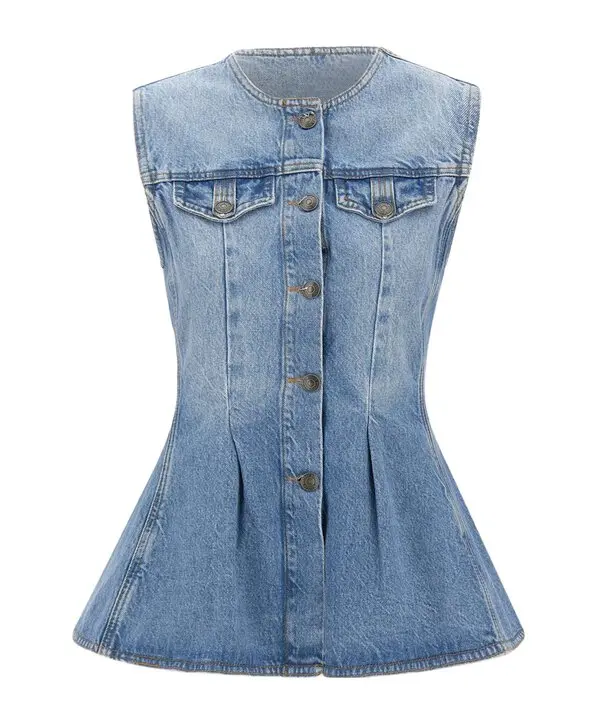 ROTATE BY BIRGER CHRISTENSEN Flared Denim Vest - No