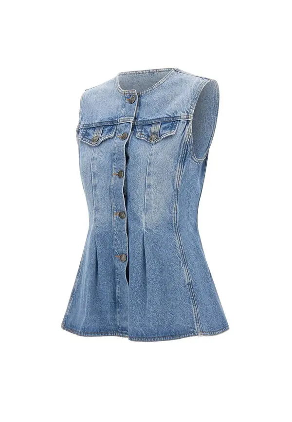 ROTATE BY BIRGER CHRISTENSEN Flared Denim Vest - No