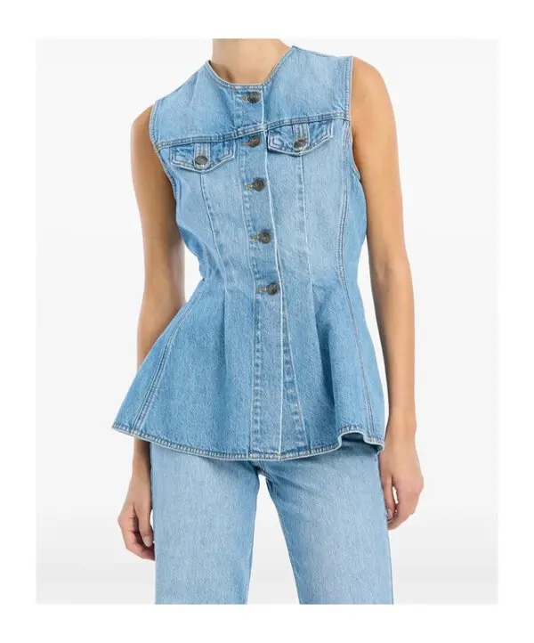 ROTATE BY BIRGER CHRISTENSEN Flared Denim Vest - No