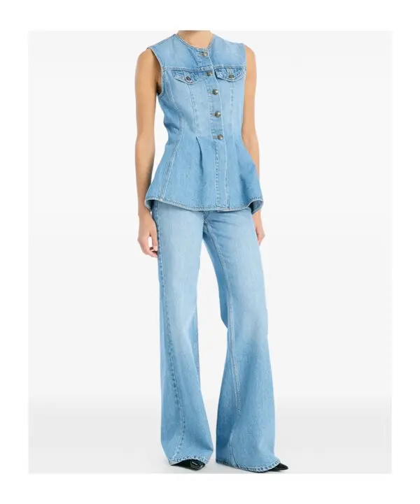 ROTATE BY BIRGER CHRISTENSEN Flared Denim Vest - No