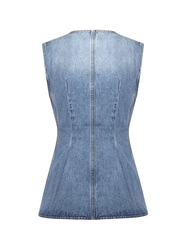 ROTATE BY BIRGER CHRISTENSEN Flared Denim Vest - No