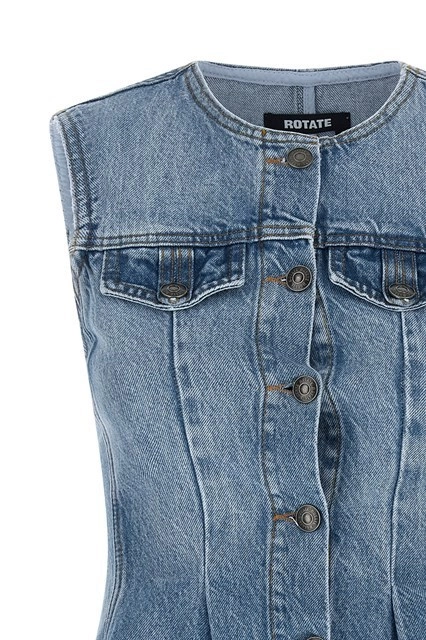 ROTATE BY BIRGER CHRISTENSEN Flared Denim Vest - No