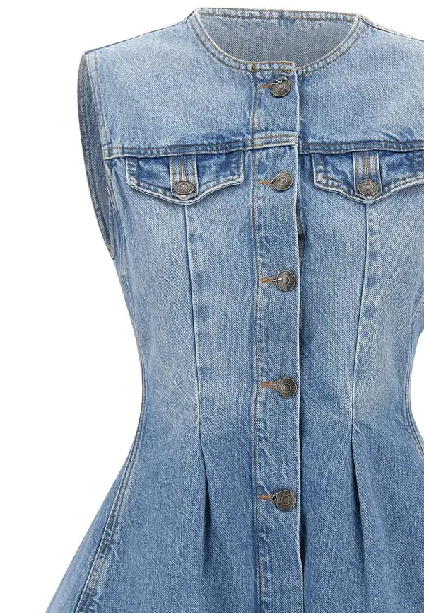 ROTATE BY BIRGER CHRISTENSEN Flared Denim Vest - No
