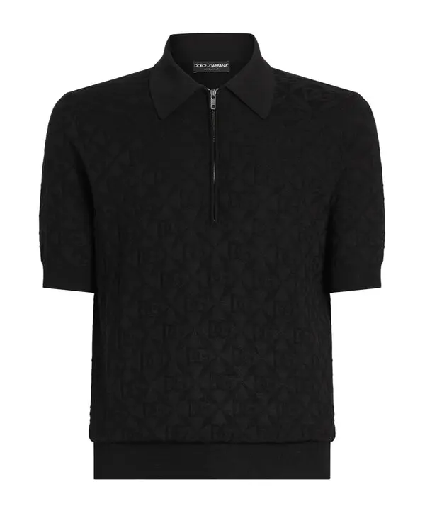 Dolce & Gabbana Dolce Gabbana Zip Polo T-shirt - Black