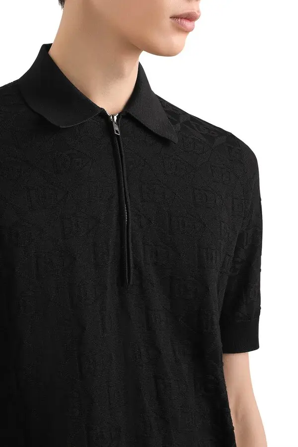 Dolce & Gabbana Dolce Gabbana Zip Polo T-shirt - Black