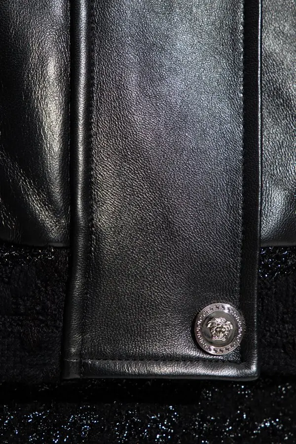 Versace Long-sleeved Leather Jacket With Medusa Head Detail