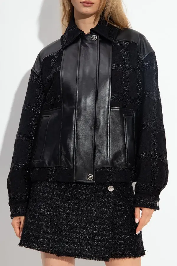 Versace Long-sleeved Leather Jacket With Medusa Head Detail