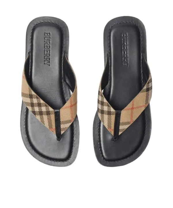 Burberry Checked Pavilion Slip-on Slides - Sand-colored