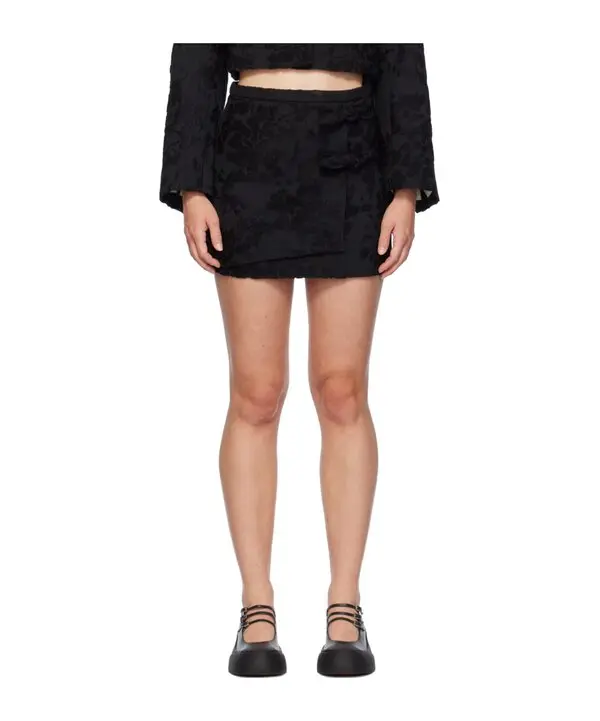 GANNI Jacquard Floral Pattern Skirt With Knot Detailing