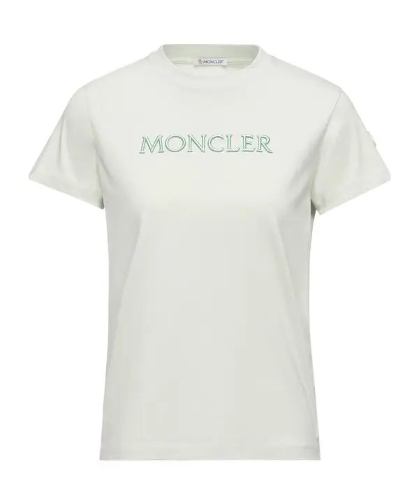 Moncler Embroidered Tonal Logo T-shirt - Light Green