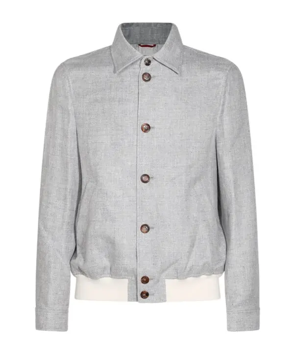 Brunello Cucinelli Long-sleeved Button-up Jacket - Grey