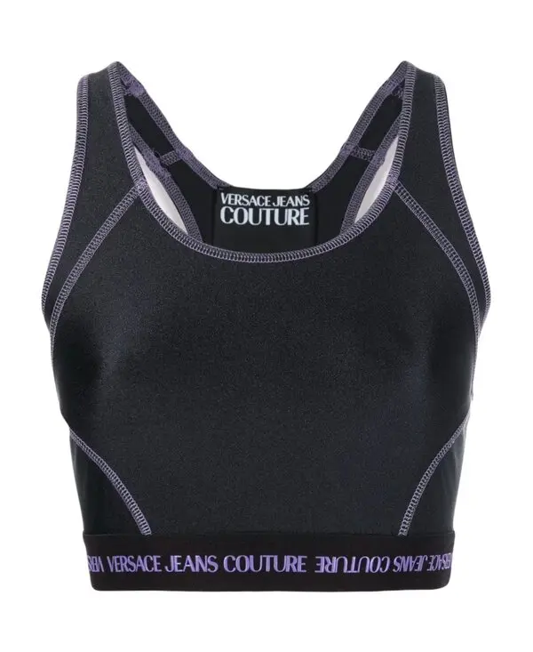 Versace Logo Band Cropped Top - Black