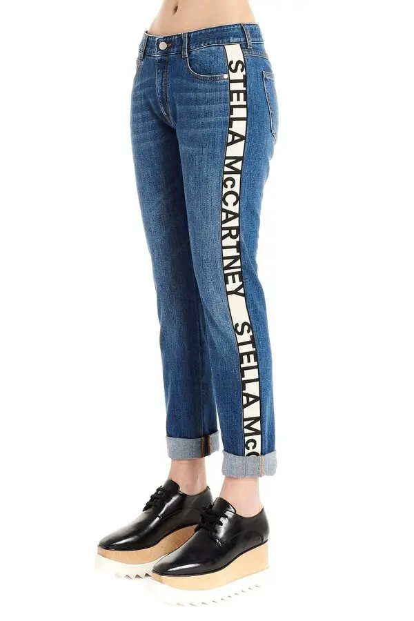 Stella McCartney Cropped Jeans With Logo Stripe Detail