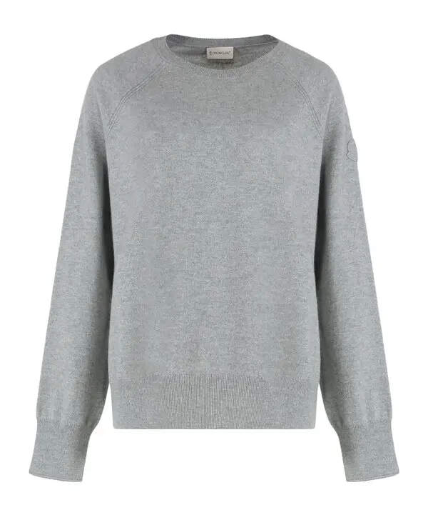 Moncler Cashmere Crew Neck Knitted Sweater - Grey