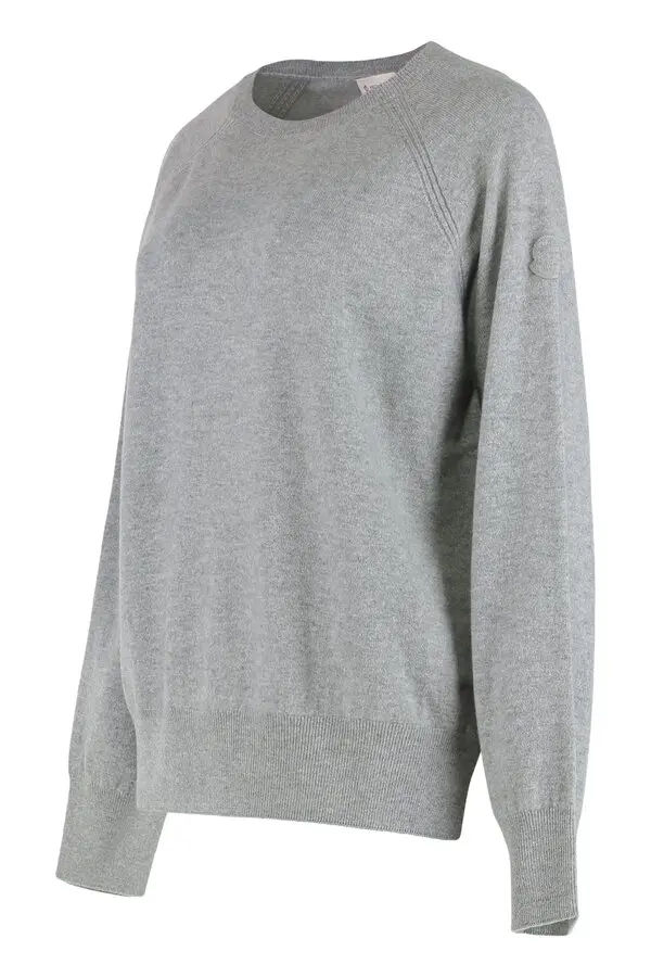 Moncler Cashmere Crew Neck Knitted Sweater - Grey
