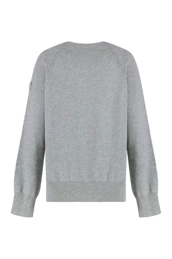 Moncler Cashmere Crew Neck Knitted Sweater - Grey
