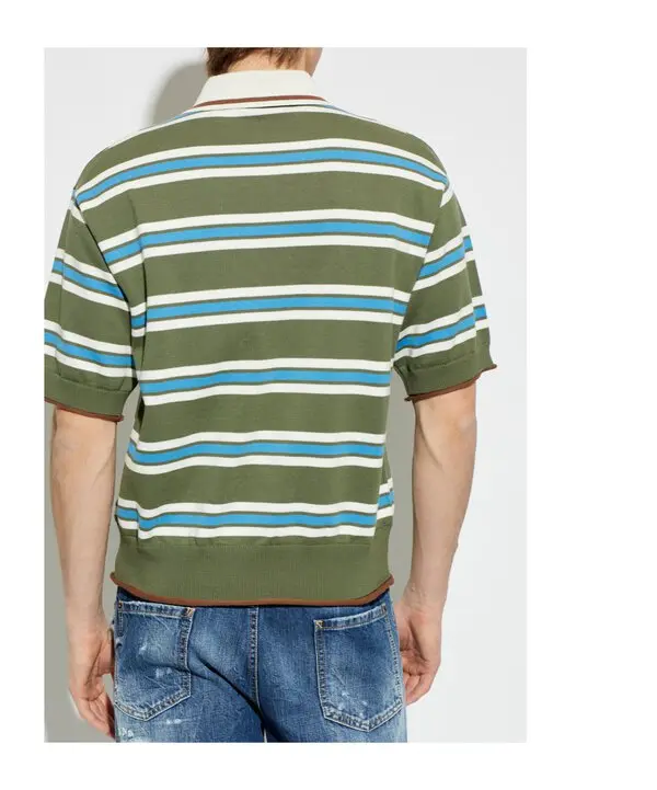 Dsquared2 Logo Embroidered Striped Polo Shirt
