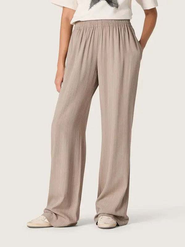 GOLDEN GOOSE Pinstriped Elasticated Waist Trousers - Light Gray