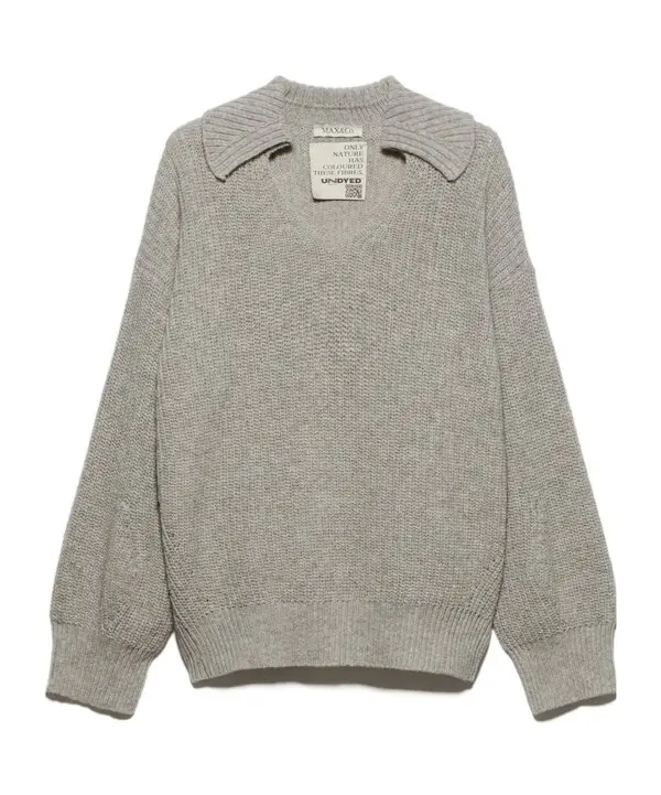 MAXCO. Max&co. Ribbed V-neck Long-sleeved Sweater