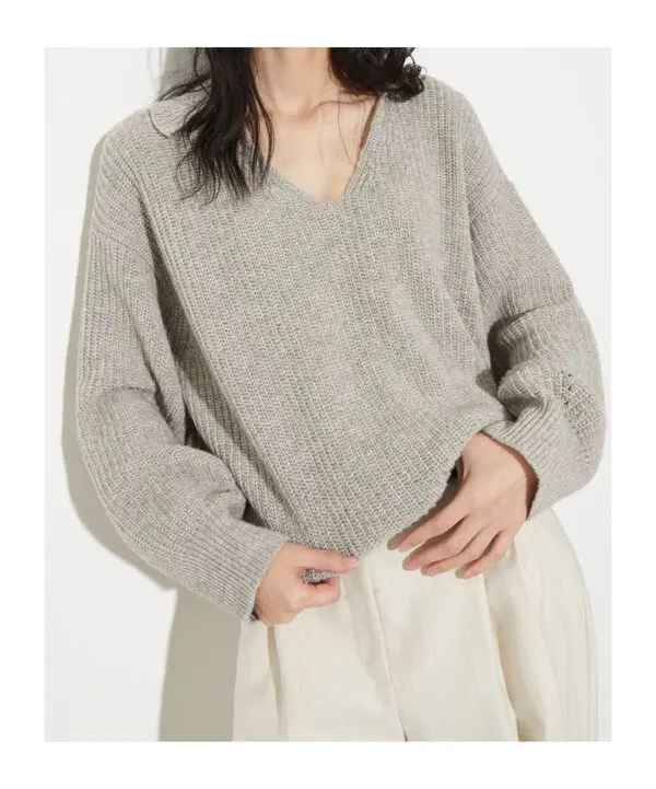 MAXCO. Max&co. Ribbed V-neck Long-sleeved Sweater