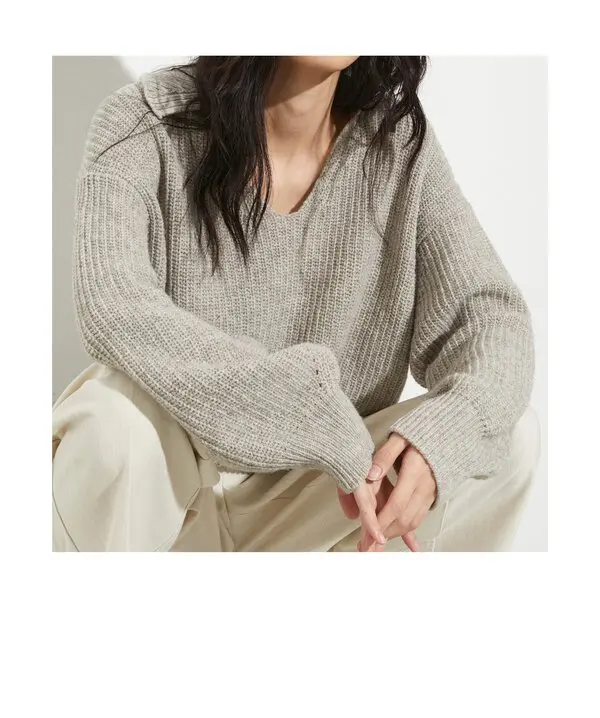 MAXCO. Max&co. Ribbed V-neck Long-sleeved Sweater
