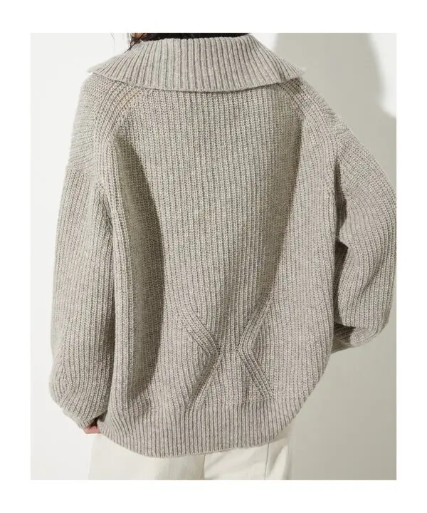MAXCO. Max&co. Ribbed V-neck Long-sleeved Sweater