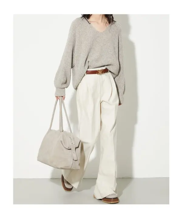 MAXCO. Max&co. Ribbed V-neck Long-sleeved Sweater