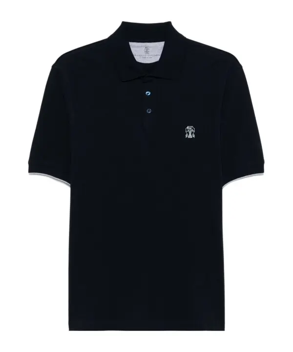 Brunello Cucinelli Logo Detailed Short-sleeved Polo Shirt - Black