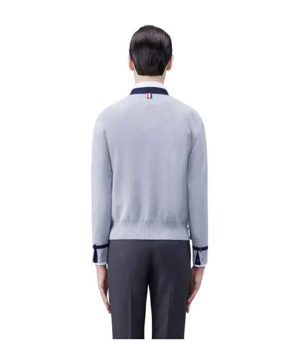 Thom Browne Milano Cotton Knit Cardigan With Contrast Trim