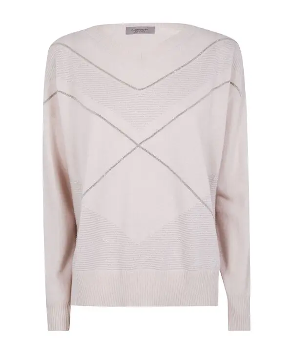 D.exterior Intarsia V-neck Jumper - White