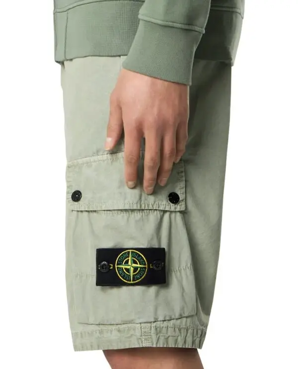 Stone Island Cargo Shorts With Compass Badge - Sage