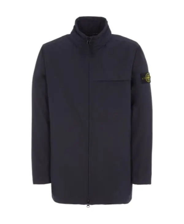 Stone Island Logo Patch Zip-up Jacket - Blue