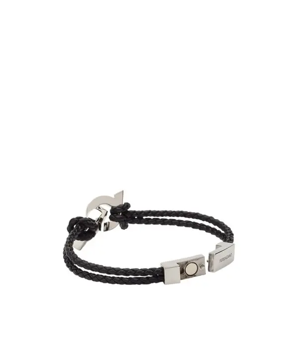 FERRAGAMO Wrapped Gancini Bracelet - Black