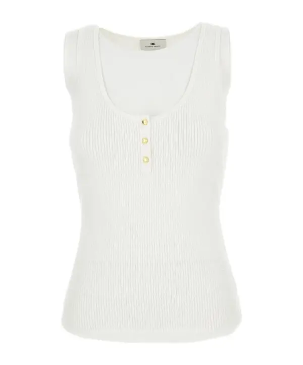 Elisabetta Franchi Ribbed Button Knit Top