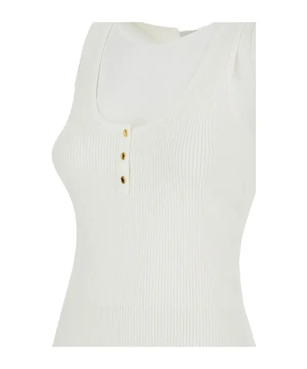 Elisabetta Franchi Ribbed Button Knit Top