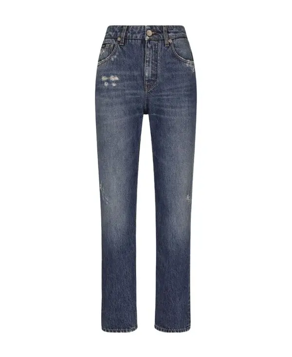 Dolce & Gabbana Dolce Gabbana Logo Plaque Loose-fit Jeans - Blue