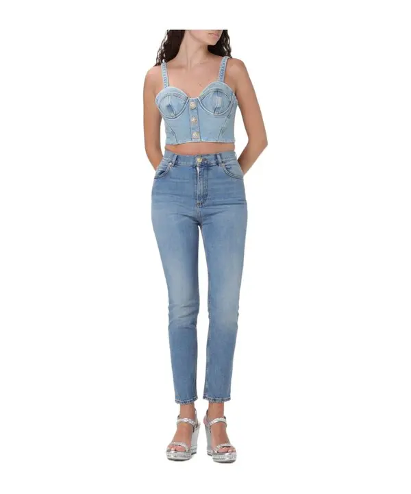 Balmain Logo-patch Tapered Jeans - Blue
