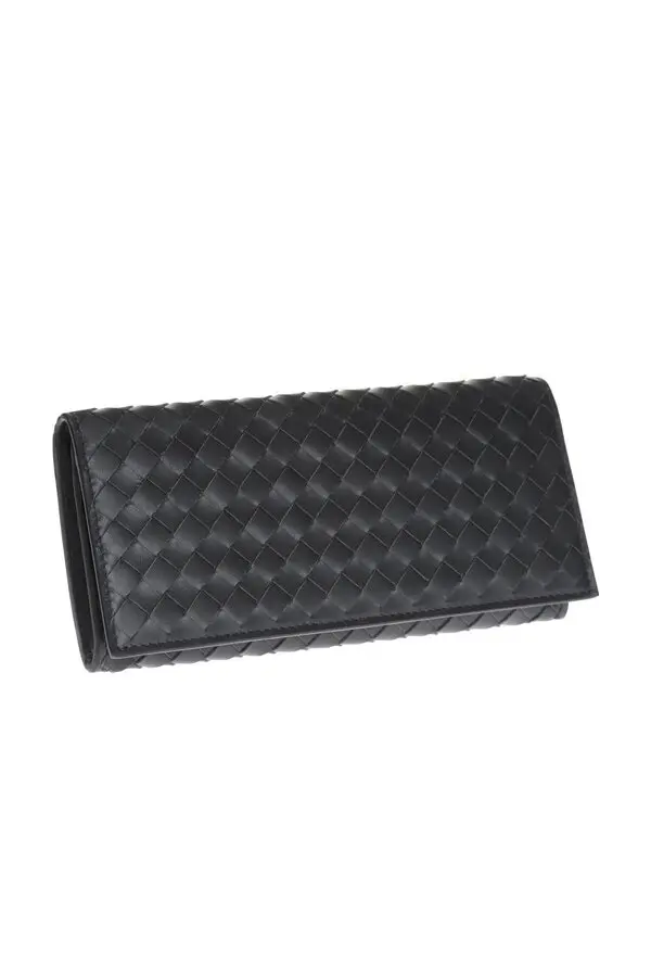 Bottega Veneta Dark Gray Intrecciato Pattern Wallet