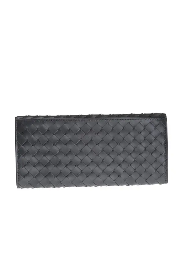 Bottega Veneta Dark Gray Intrecciato Pattern Wallet