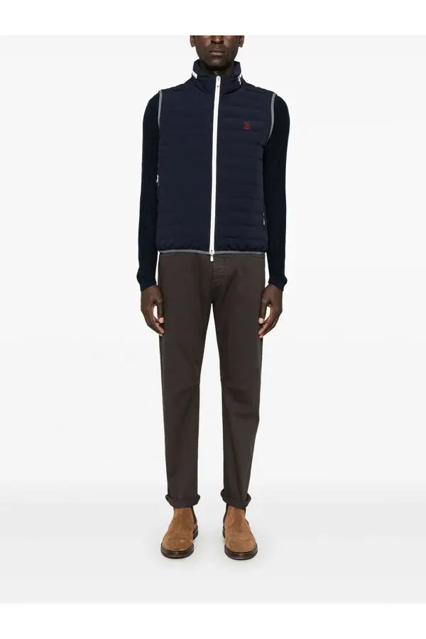 Brunello Cucinelli Quilted Puffer Gilet - Navy Blue