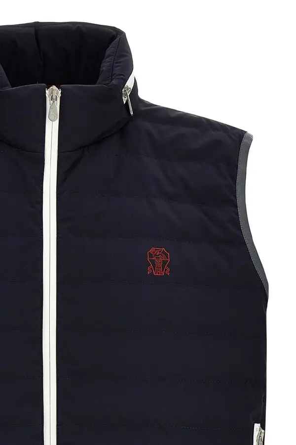 Brunello Cucinelli Quilted Puffer Gilet - Navy Blue