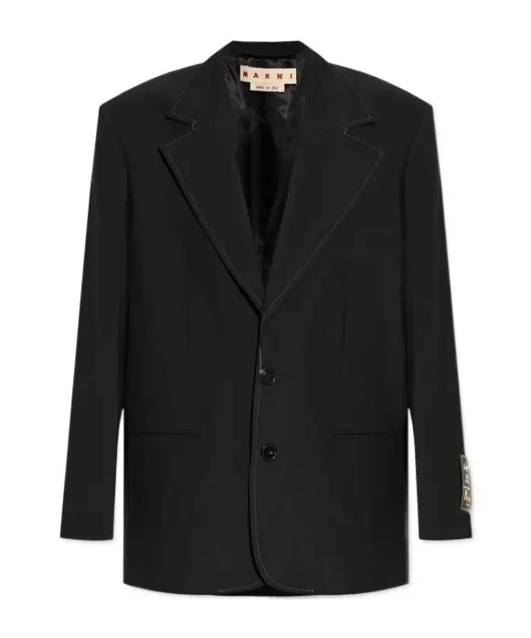 Marni Logo Patch Single-breasted Blazer - Black