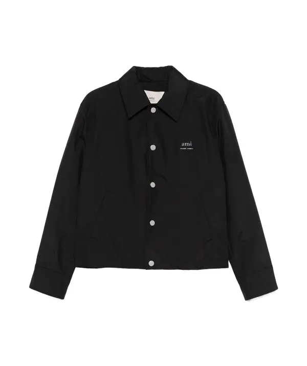 AMI Paris Logo Detailed Straight-hem Jacket - Black
