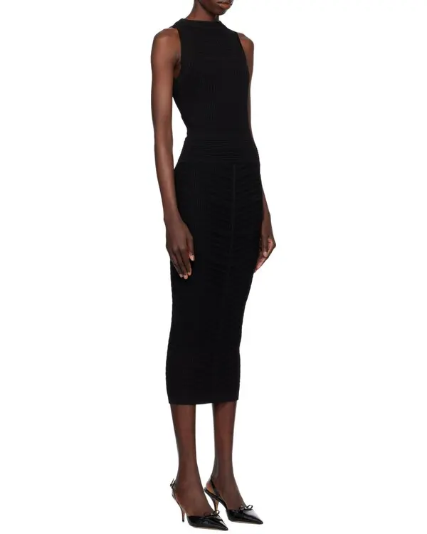 Balmain Ribbed Cutout Bodycon Midi Dress