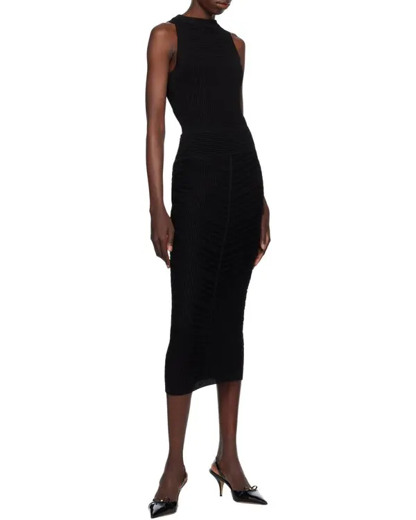 Balmain Ribbed Cutout Bodycon Midi Dress