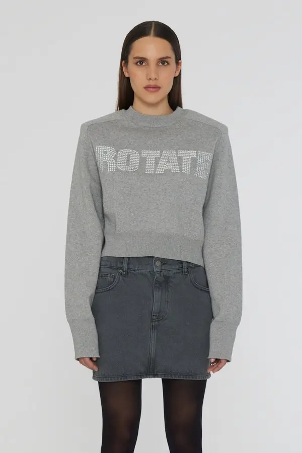 ROTATE BY BIRGER CHRISTENSEN Crystal Logo Mélange Jumper